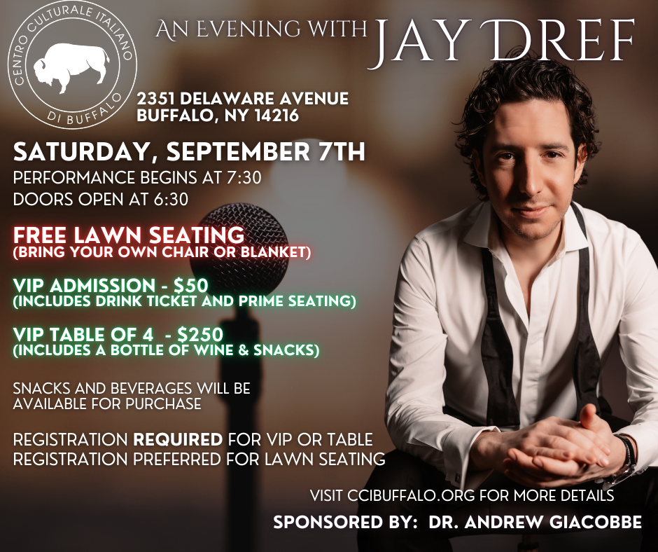An Evening with Jay Dref: VIP Table of 4 - Centro Culturale Italiano di Buffalo